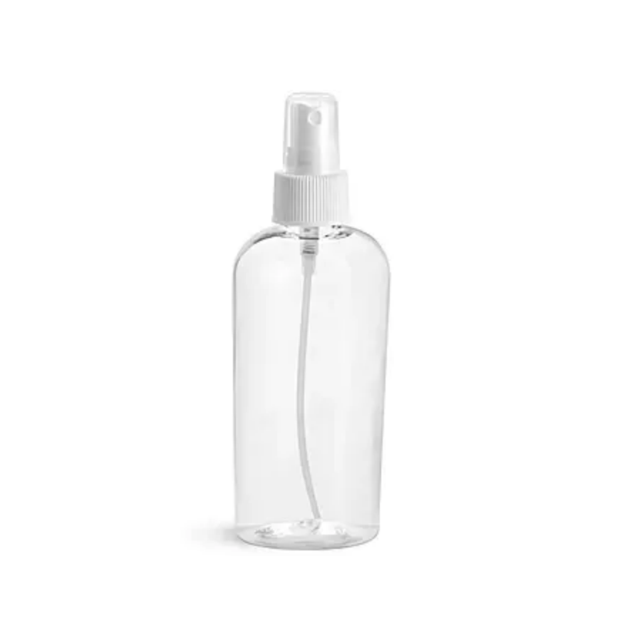 8oz Clear Plastic Cosmo Oval Spray Bottle with White Fine Mist Sprayer ...